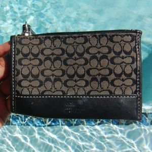 Coach | Bags | Authentic Coach Signature Black Gray Mini Wallet | Poshmark